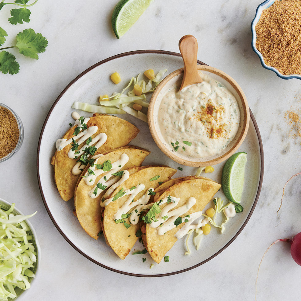 Potato and Corn Tacos with Baja Crema : PSC Recipe